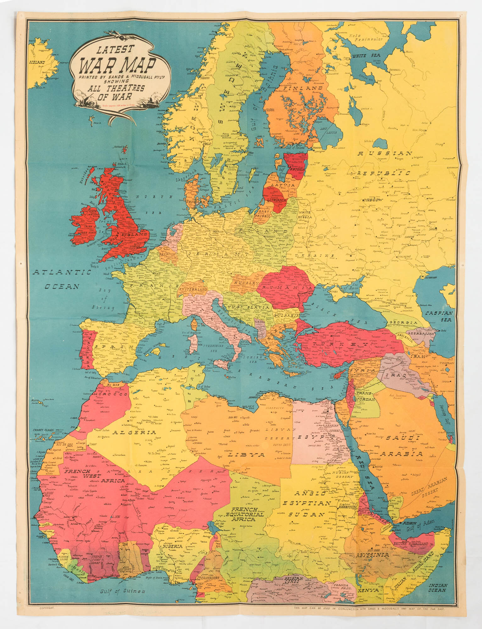 Latest War Map, printed by Sands & McDougall Pty. Ltd., showing all ...